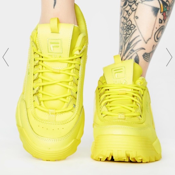 Fila | Shoes | New Neon Highlighter Yellow Fila Disruptor Sneakers ...